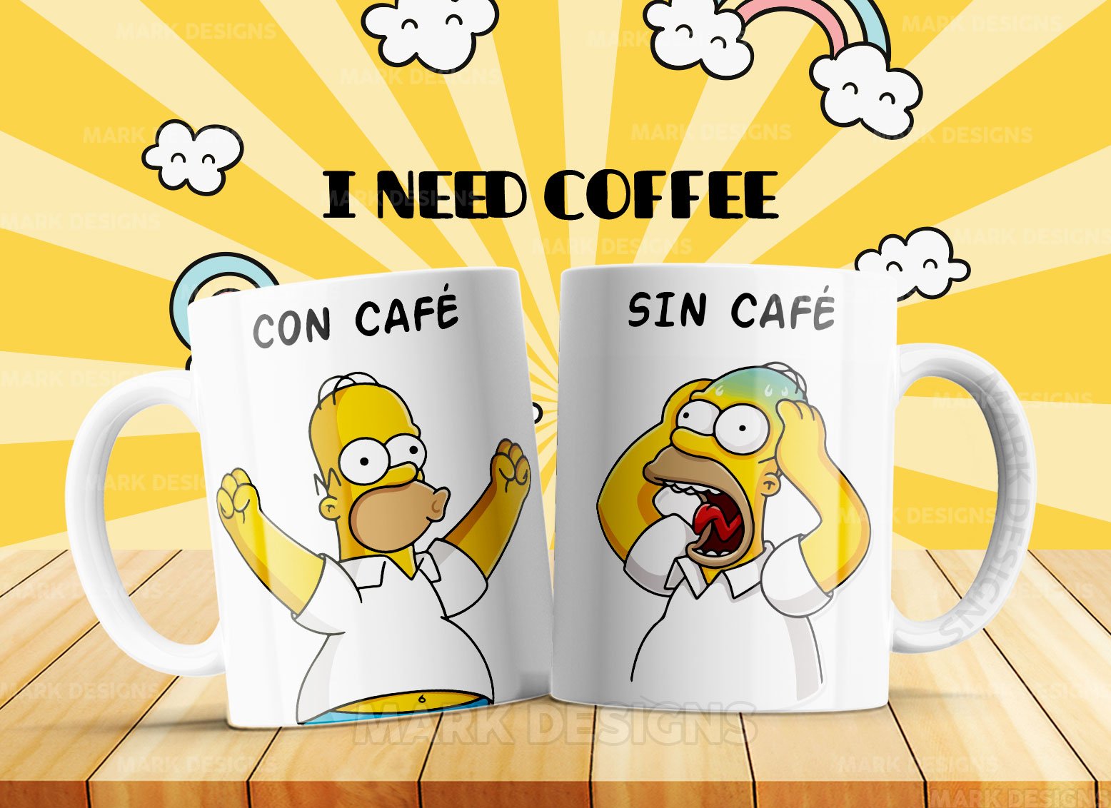 Tazon Homero Simpson Con Cafe / Sin Cafe – Mundo Ñoños